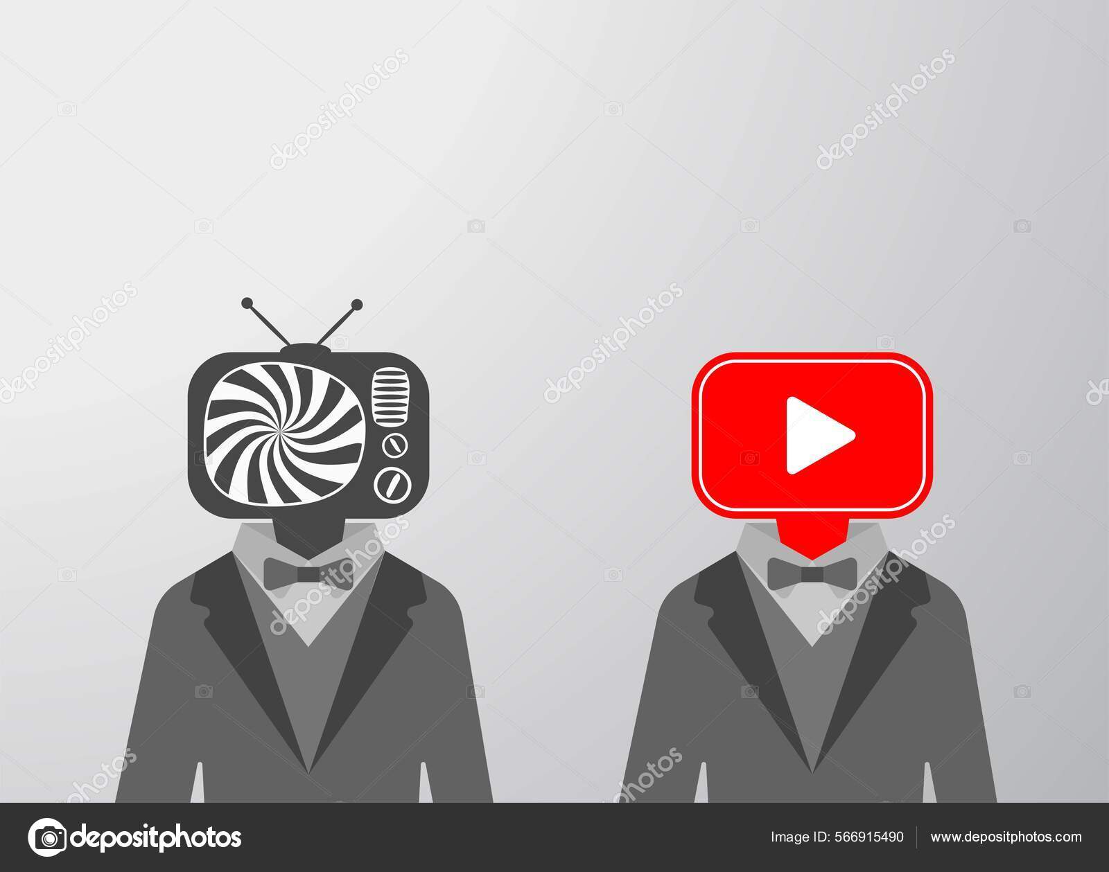 Men with TV and player heads Stock Vector by ©longquattro 566915490