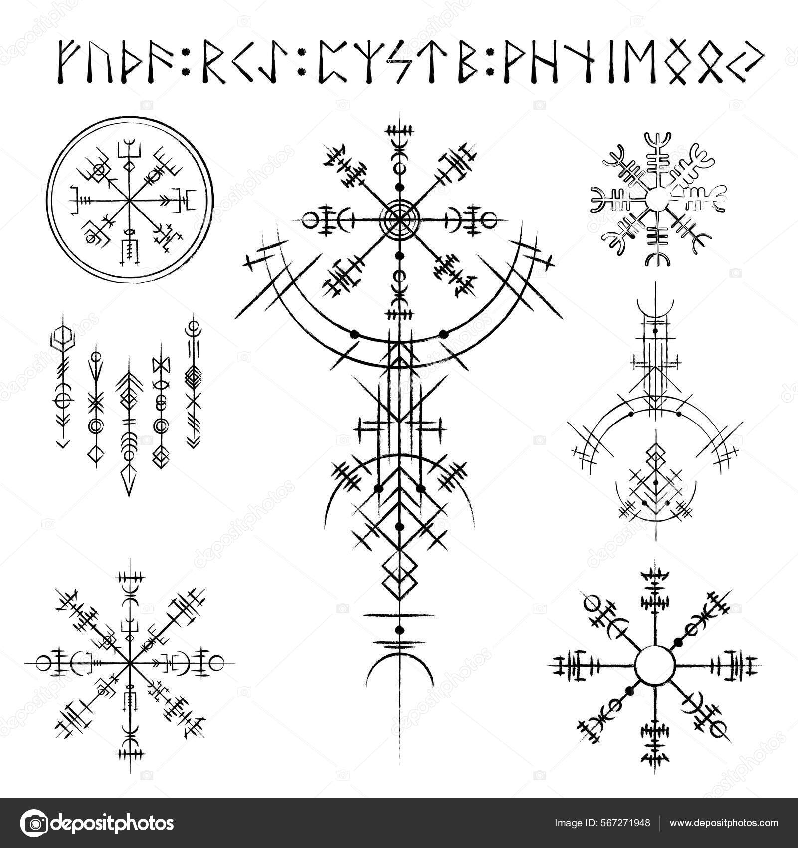 Scandinavian viking grunge symbols set Stock Vector Image by ...