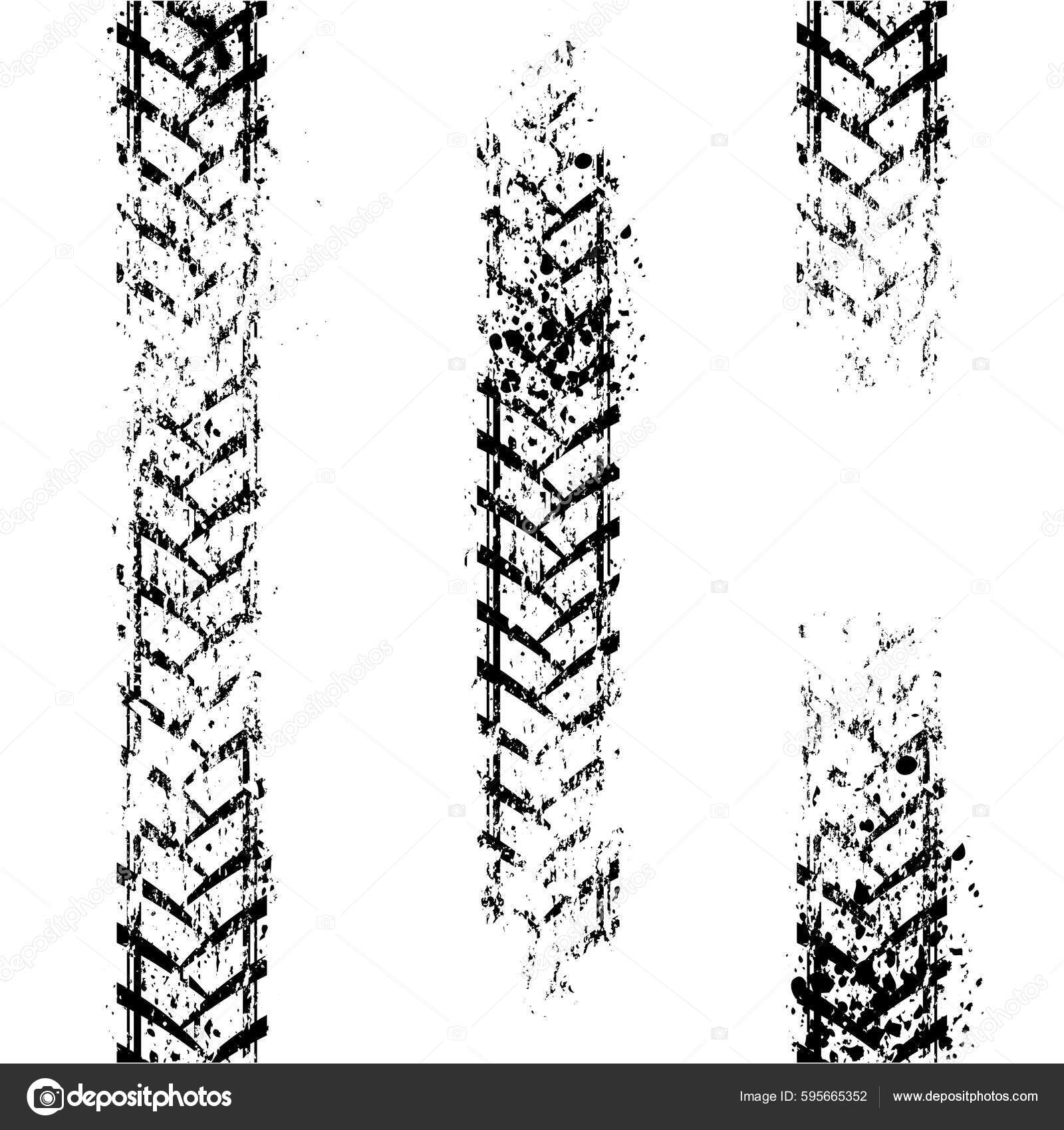 Set Different Vehicle Wheel Track Silhouettes Isolated White Background ...