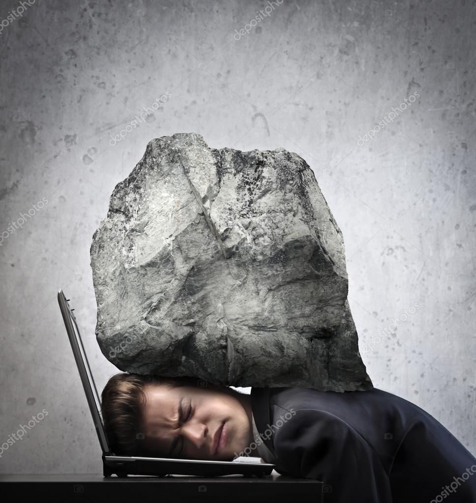 Businessman Crushed by a boulder — Stock Photo © olly18 #12207862