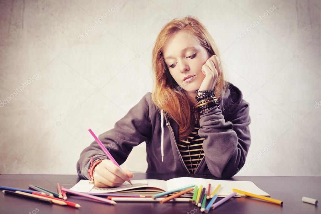 Bored Girl Coloring — Stock Photo © olly18 #13185214