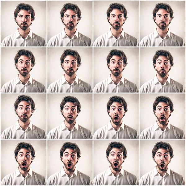 Set of young mans portraits with different emotions Stock Photo by ...