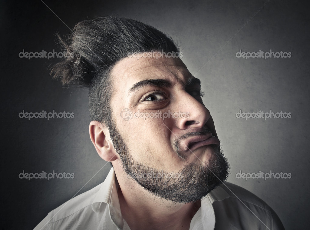 Le visage de l'homme ironique image libre de droit par olly18 © #40640077