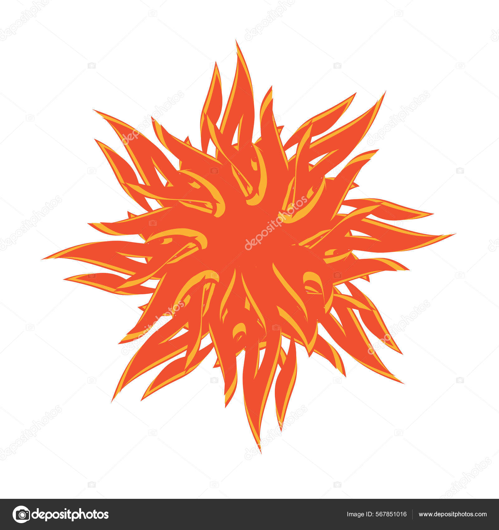 Flaming Sun Vector Illustration White Background Stock Vector Image by ...