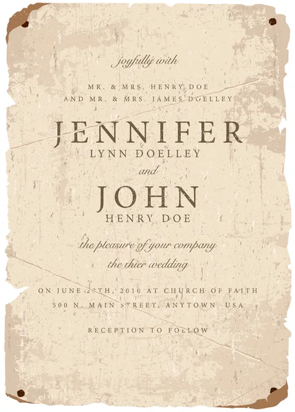 Vector distressed parchment wedding invite template. Stock Vector Image ...