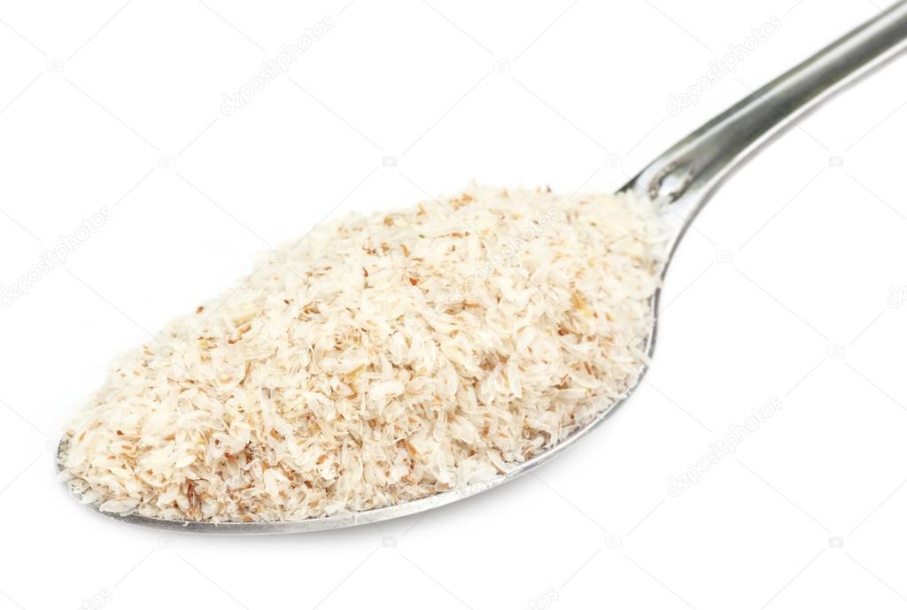 Medicinal Isabgol or psyllium husks on a spoon — Stock Photo © bdspn74 ...