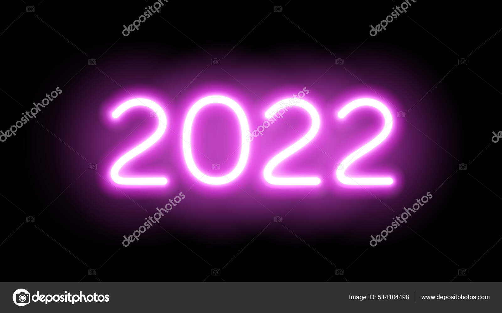 Pink Neon Glowing Sign 2022 New Year 2022 Symbol Bright Stock Vector by ...