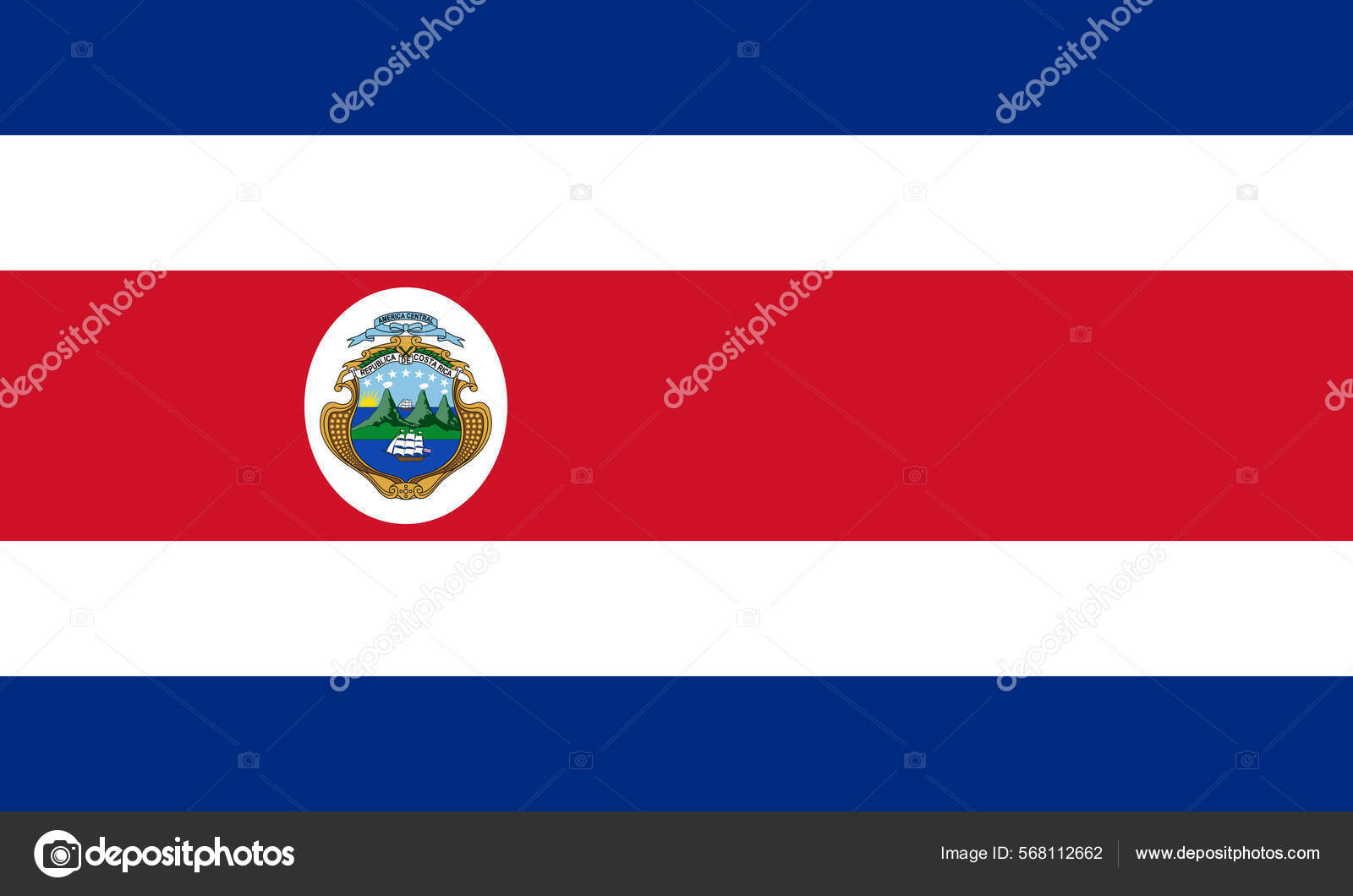 Bandera Costa Rica Bandera Nacional Oficial República Costa Rica Estado ...