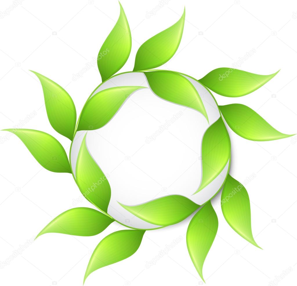 Round banner in green color with leafs. Vector Stock Vector Image by ...