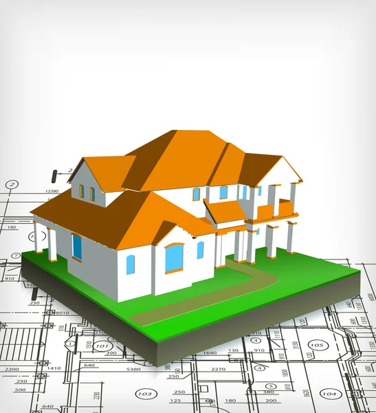 Architectural house. Vector technical draw Stock Vector Image by ...
