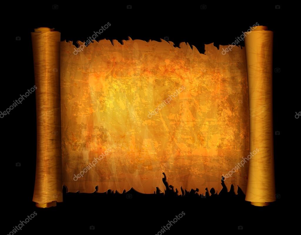 Old scroll paper isolated on black background. Vector — Stock Vector ...