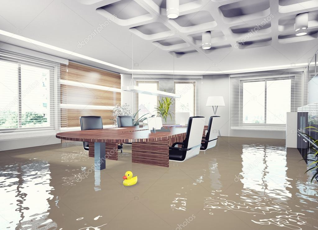 Flooding office interior. — Stock Photo © vicnt2815 #50931811