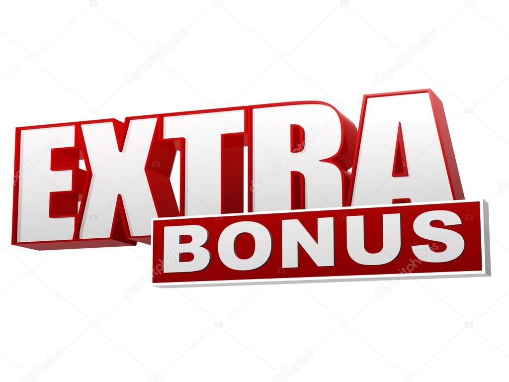 Extra bonus red white banner - letters and block ⬇ Stock Photo, Image ...