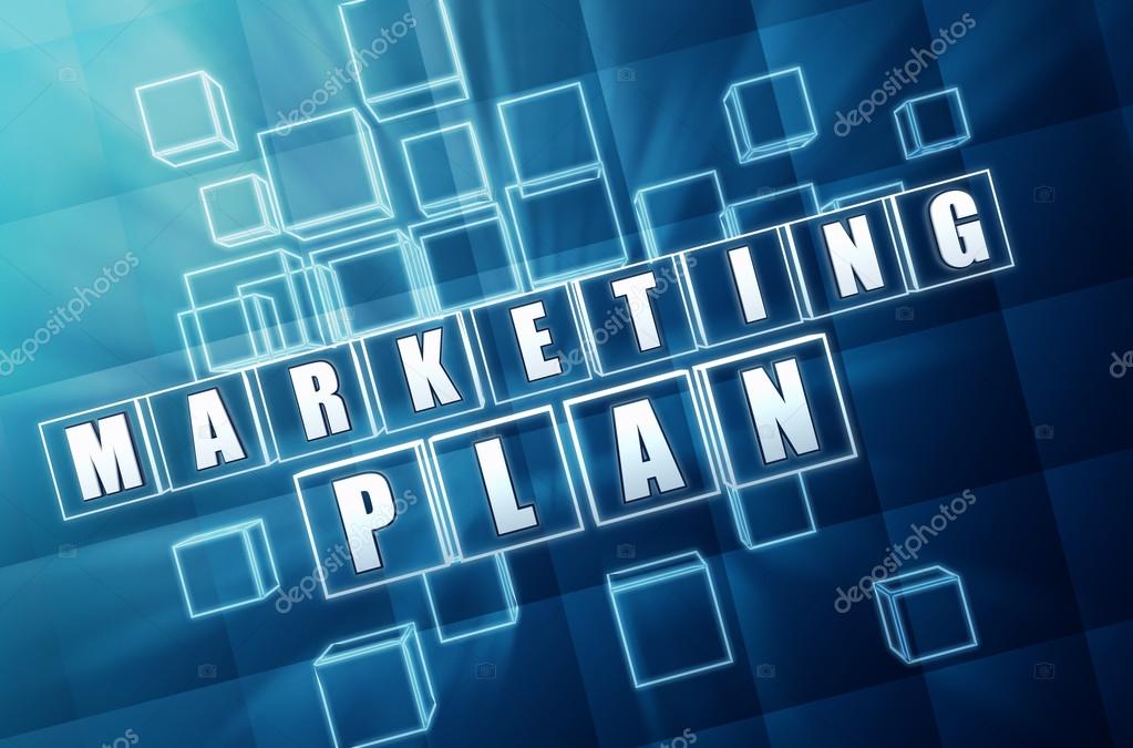 Marketing plan in blue glass cubes Stock Photo by ©marinini 20032245