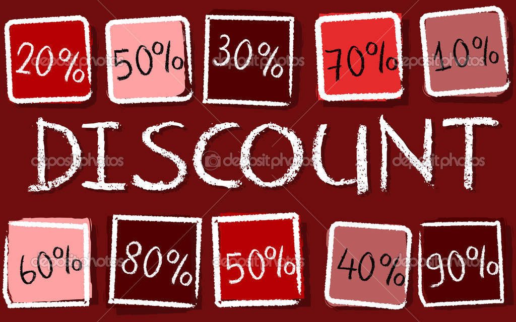 Descuento y porcentajes en cuadrados - etiqueta roja retro — Foto de ...