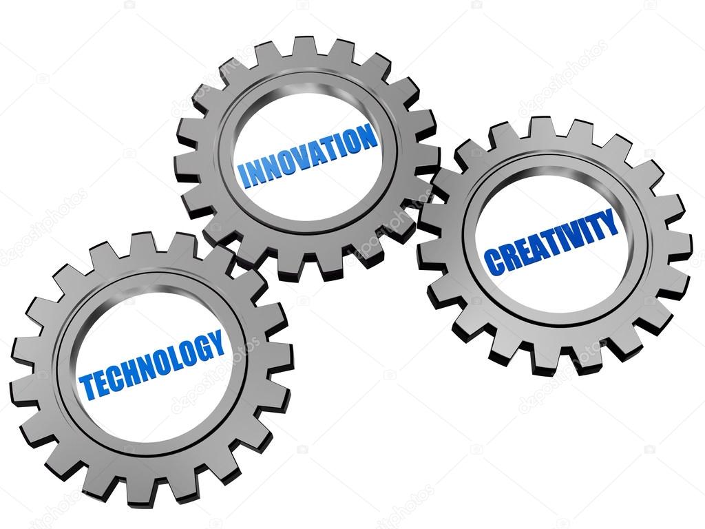 technologie, innovation, créativité dans les engrenages gris argent ...