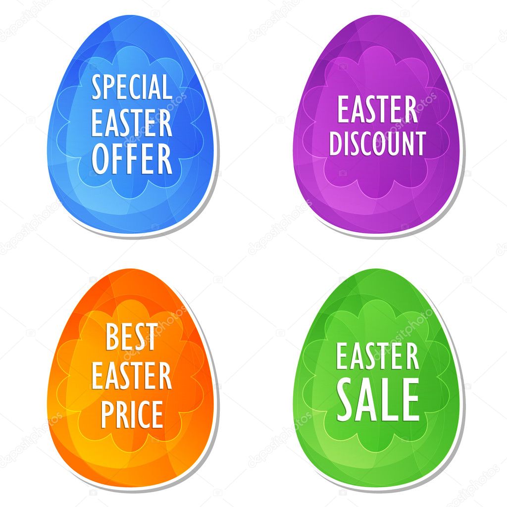 Easter sale, offer, discount and price in four colors easter egg Stock ...