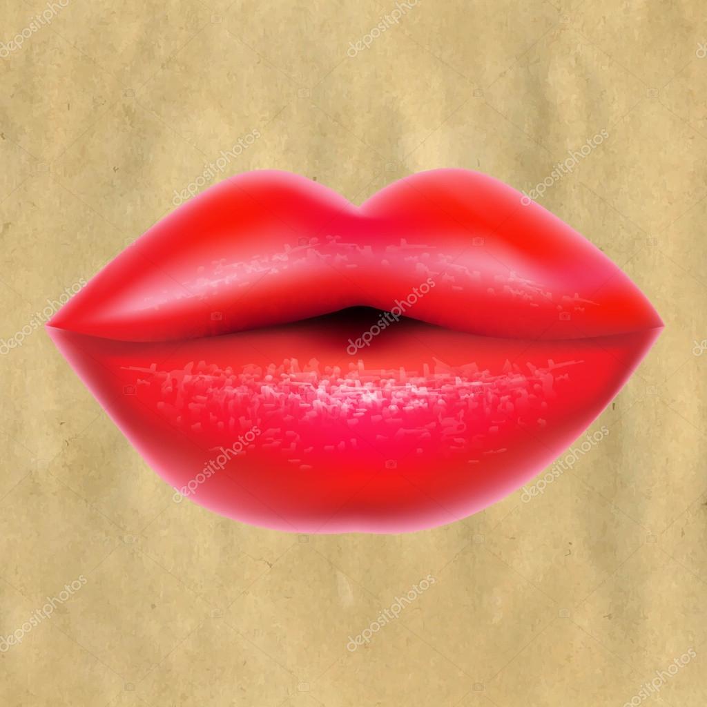 Labios rojos con papel retro Vector de stock por ©adamson 32029915