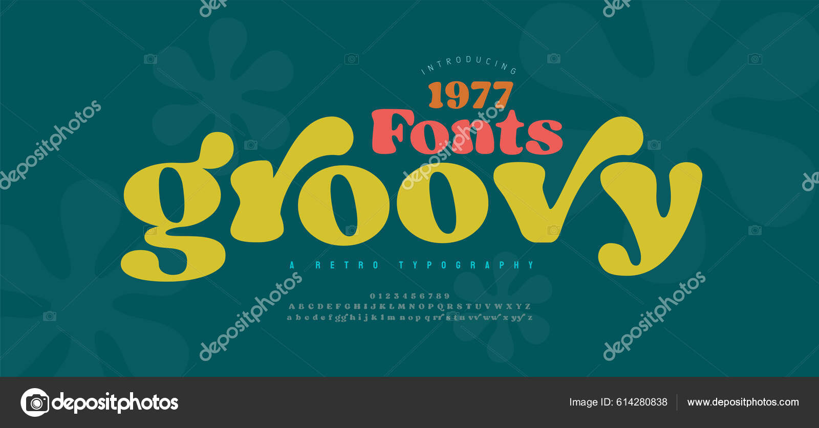Léta Retro Groovy Abeceda Písmo Číslo Typografie Dekorativní Písma ...