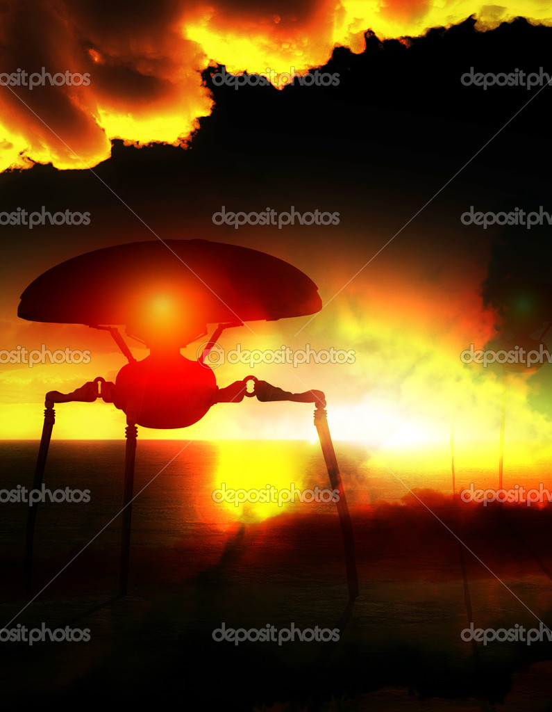 Alien Tripod Against Abstract Clouds — Stock Photo © harveysart #17980763