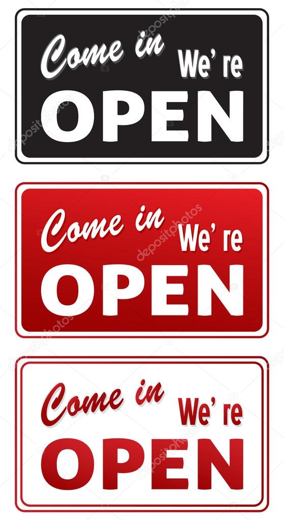 Set of Open signs isolated on white Stock Vector Image by ©BEEANDGLOW ...