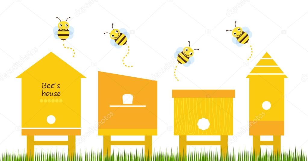 Bee houses spring collection vector Stock Vector by ©BEEANDGLOW 45135197