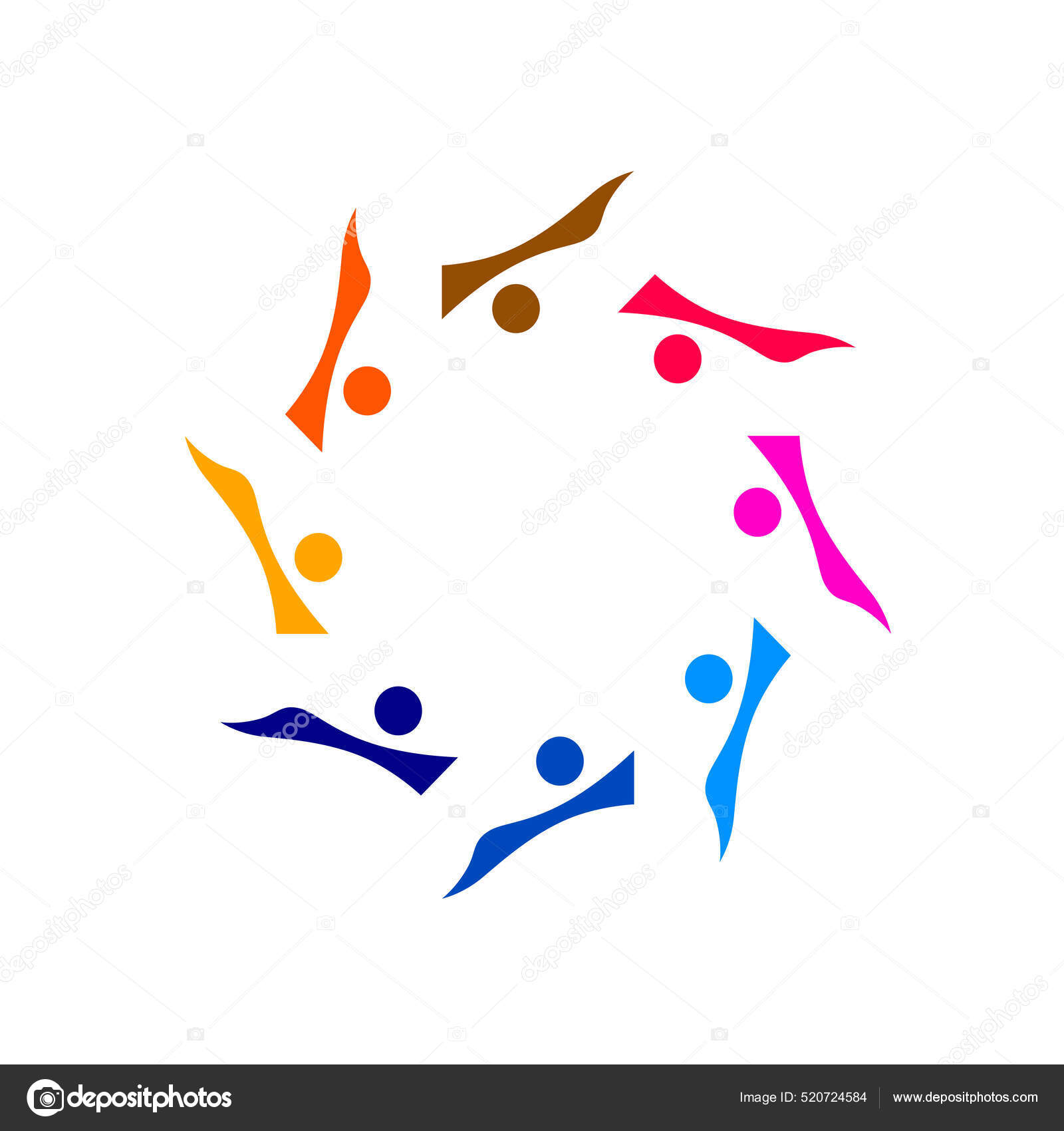 Colorful People Together Sign Symbol Art Logo Isolated White Stock ...