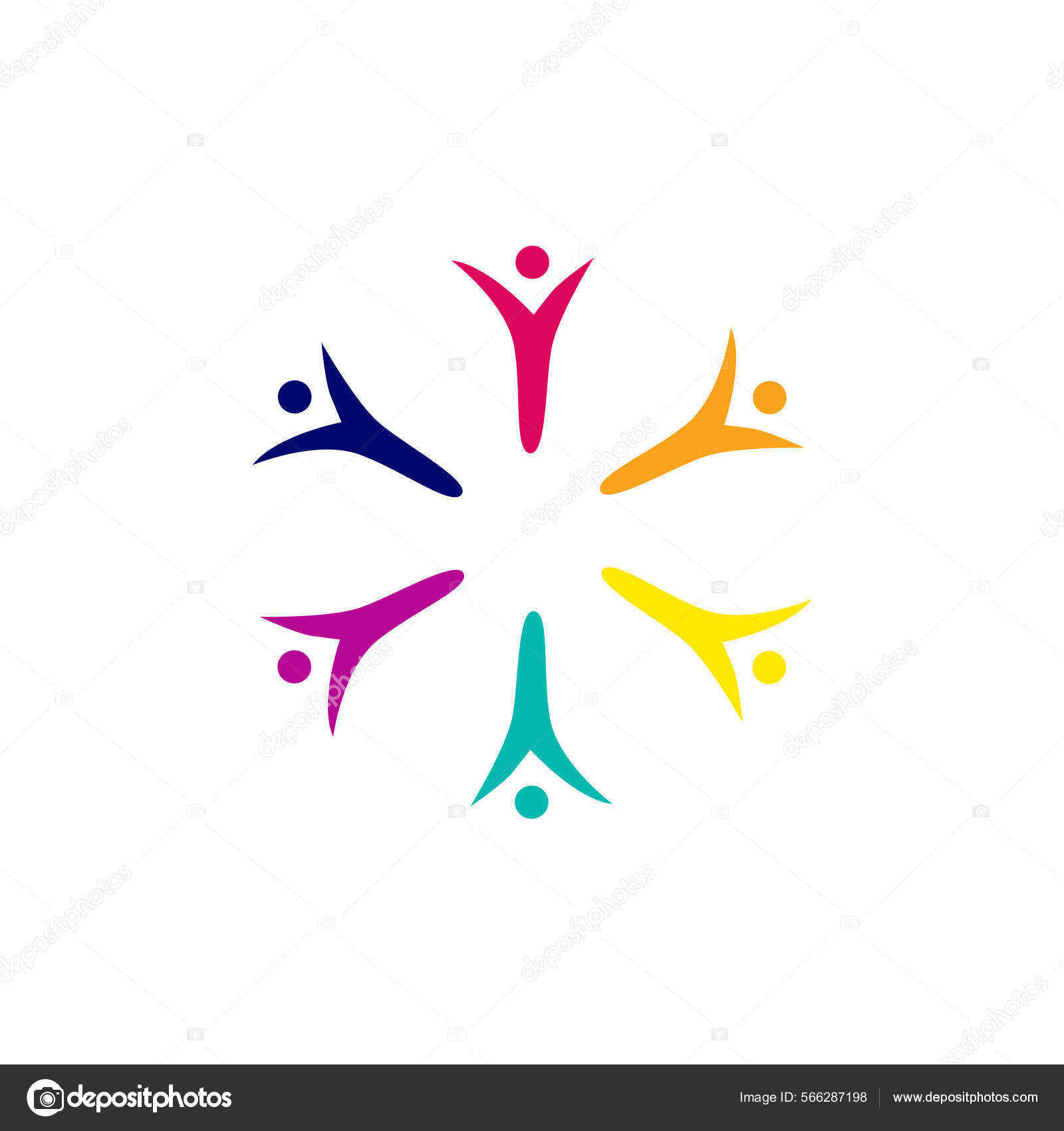 Vector Colorful Characters People Circle Team Teamwork Crowd Isolated ...