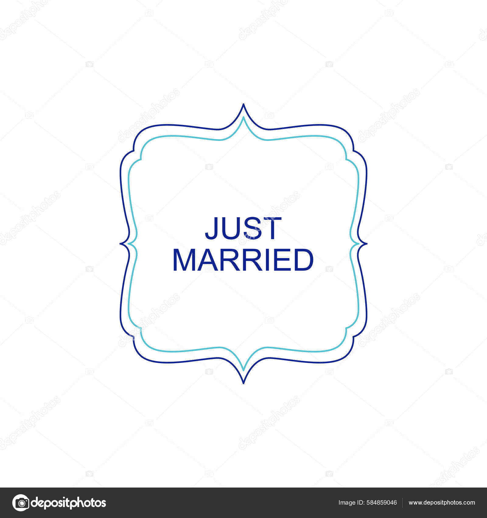 Just Married Blue Sign Symbol Art Isolated White Stock Vector by ...