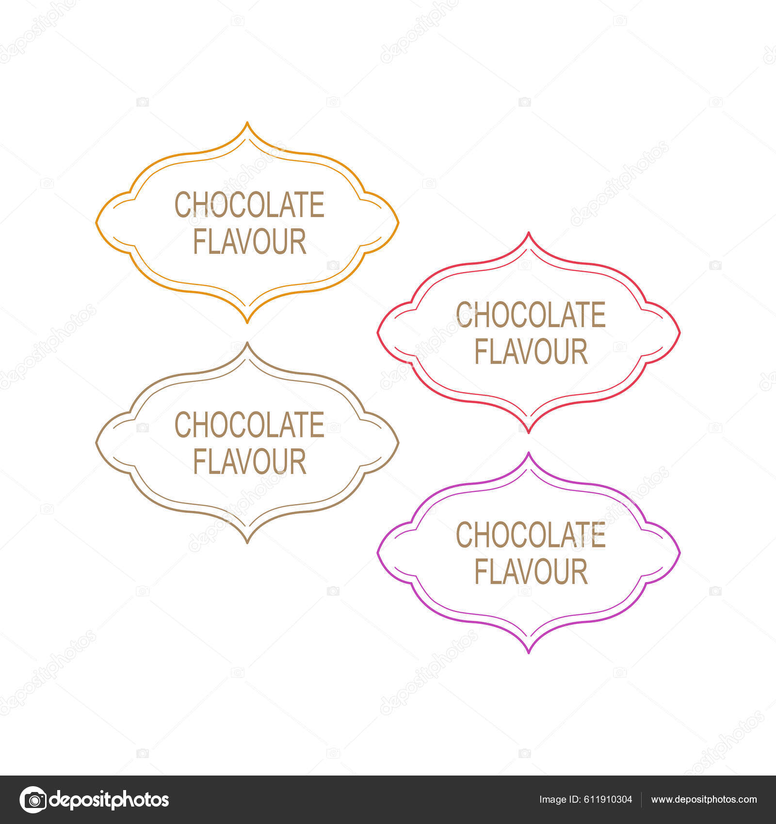 Chocolate Flavour Vintage Ornamental Labels Diisolasi Putih Vektor Stok ...