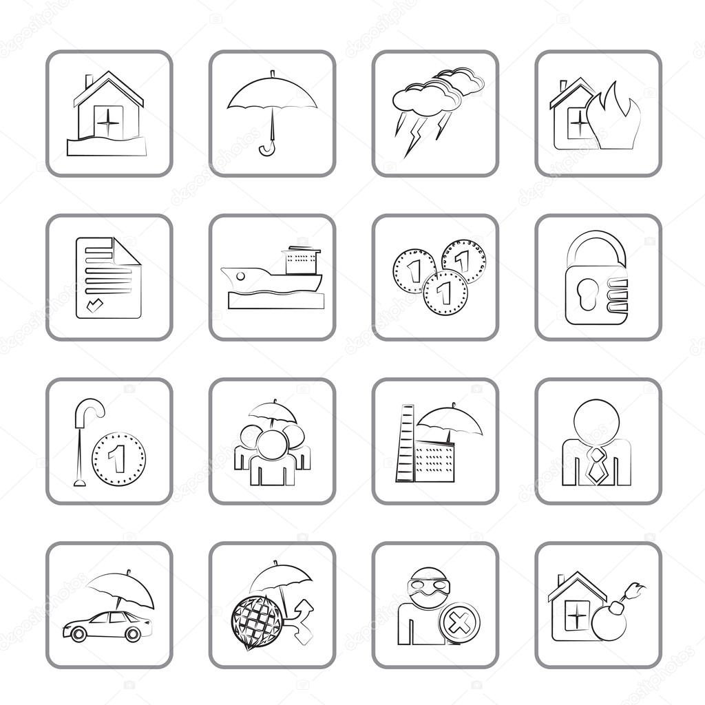 Insurance and risk icons Stock Vector Image by ©stoyanh #12577132