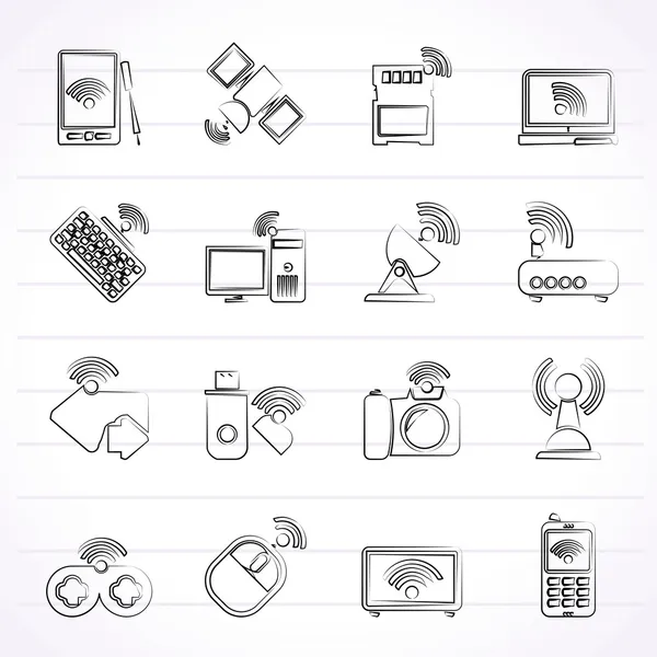 Wireless and communication technology icons Stock Vector Image by ...