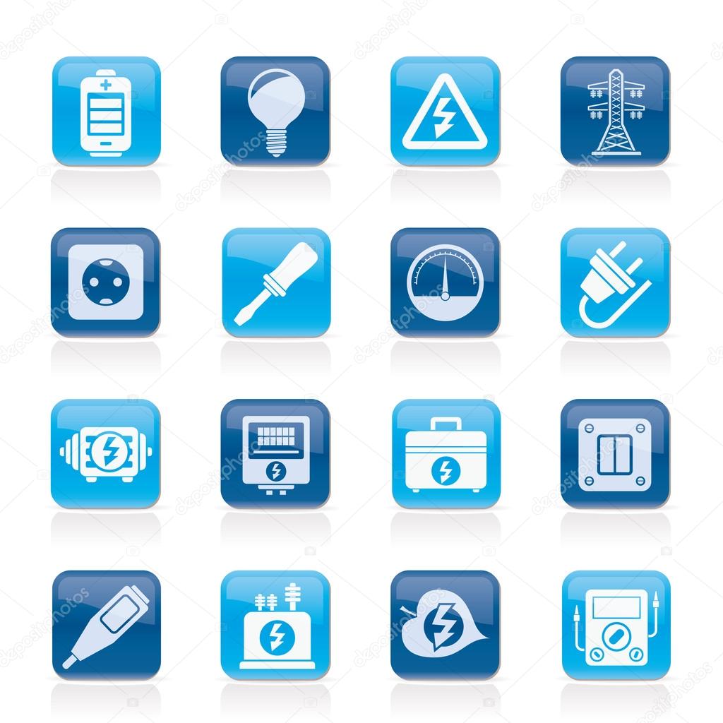 Electricity,power and energy icons Stock Vector by ©stoyanh 39603375