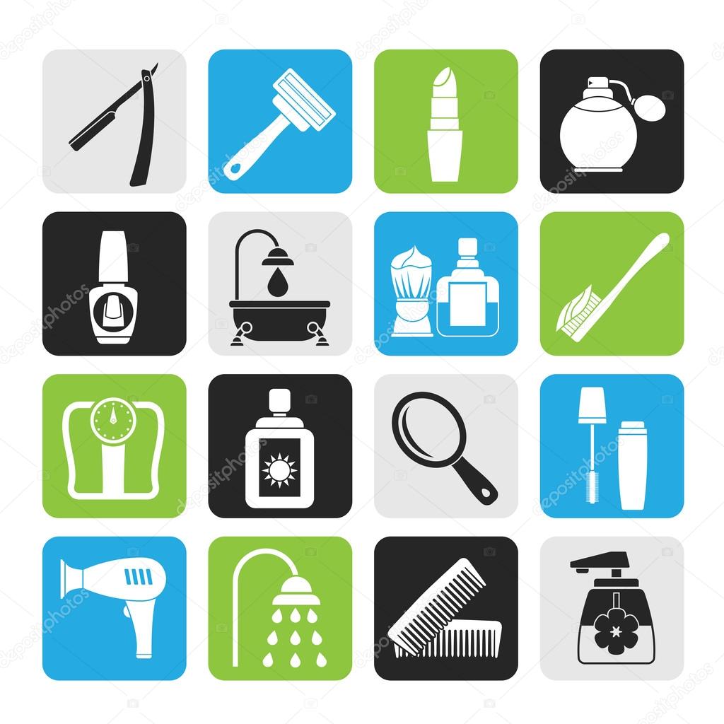 Silhouette body care and cosmetics icons Stock Vector Image by ©stoyanh ...