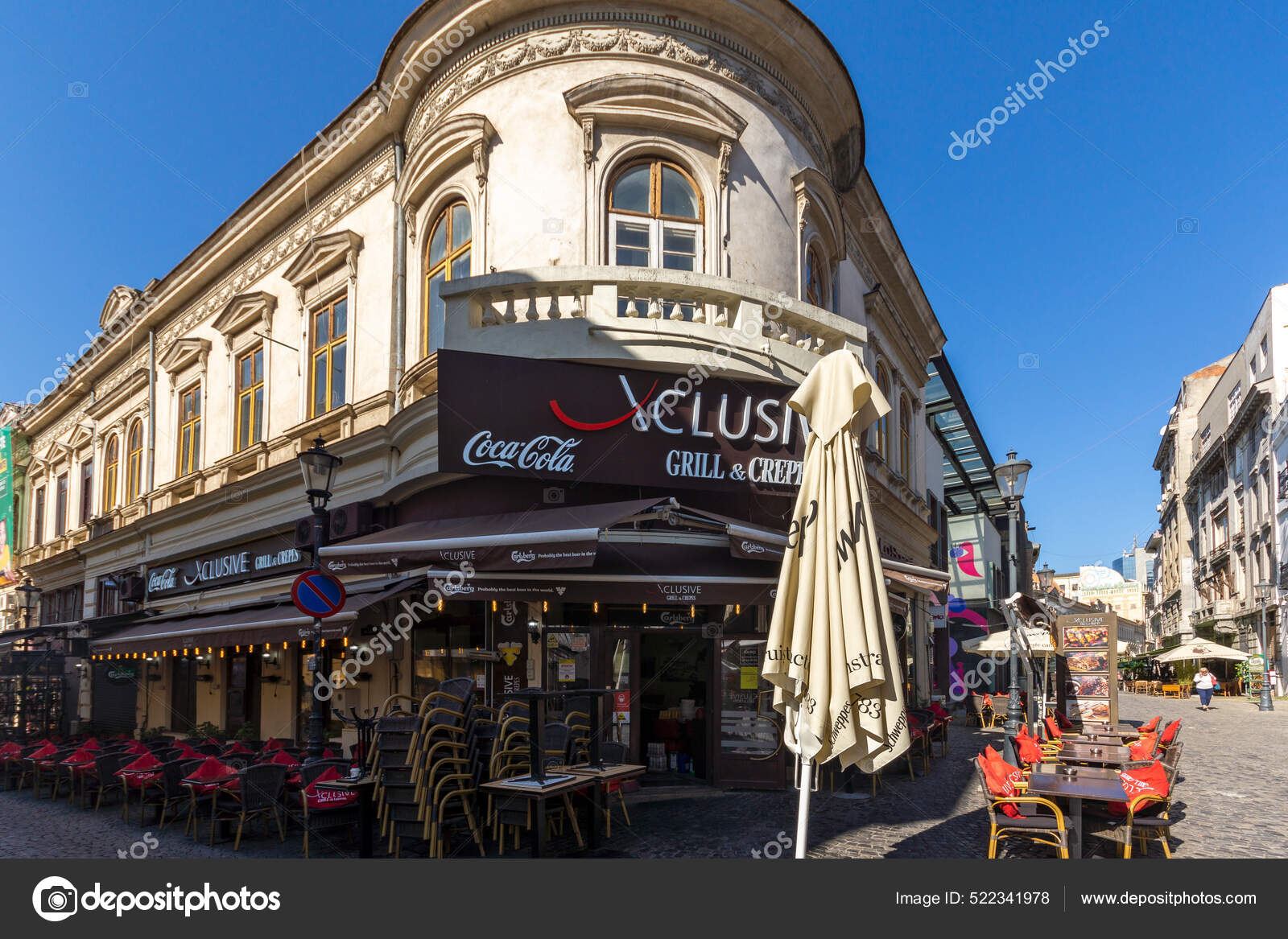 Bucharest Romania August 2021 Typical Street Buiding Downtown Old Town ...