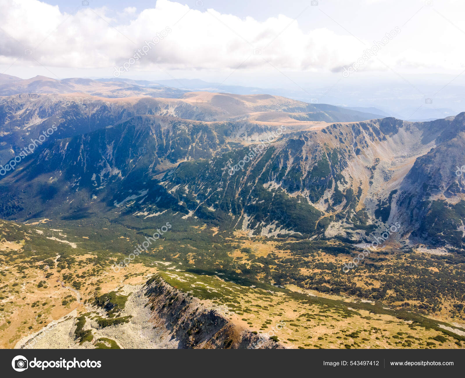 Amazing Aerial View Rila Mountain Musala Peak Bulgaria — Stock Photo ...