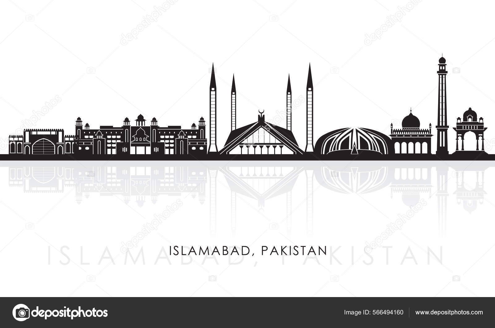 Silhouette Skyline Panorama City Islamabad Pakistan Vector Illustration ...