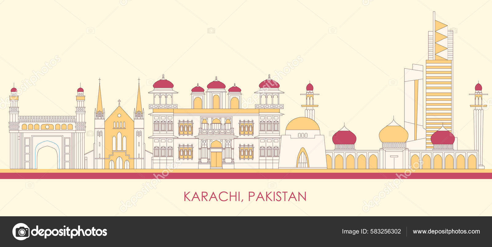 Cartoon Skyline Panorama Ciudad Karachi Pakistán Ilustración Vectorial ...