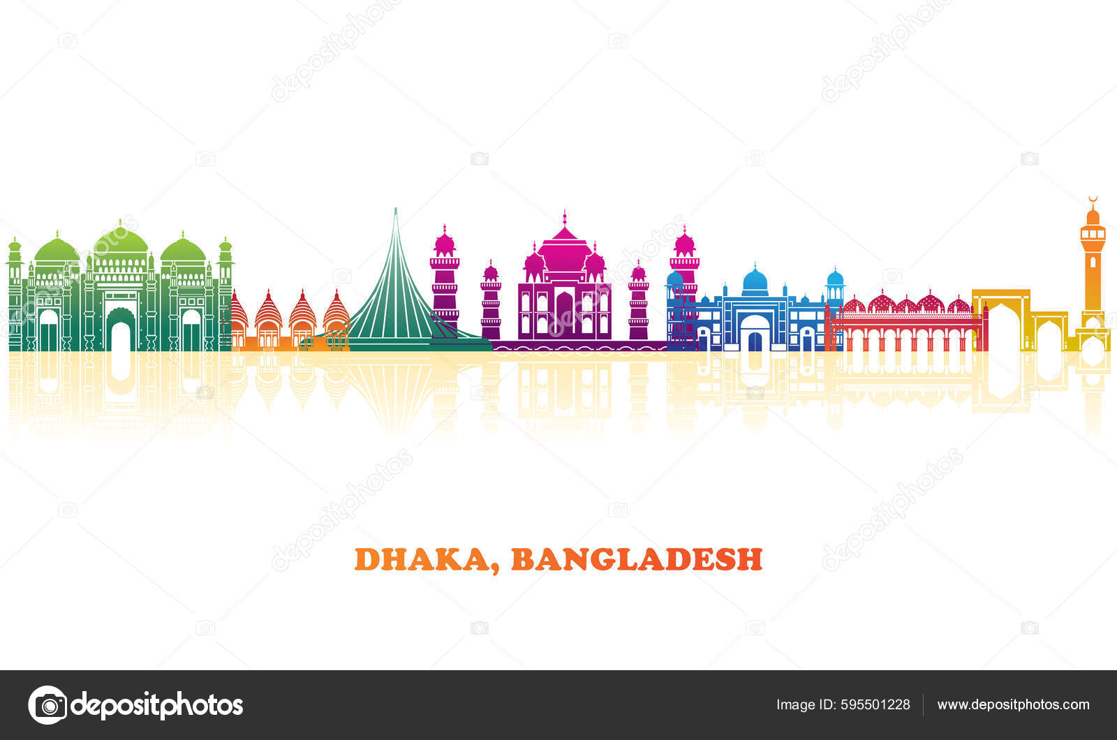 Colourfull Skyline Panorama City Dhaka Bangladesh Vector Illustration ...