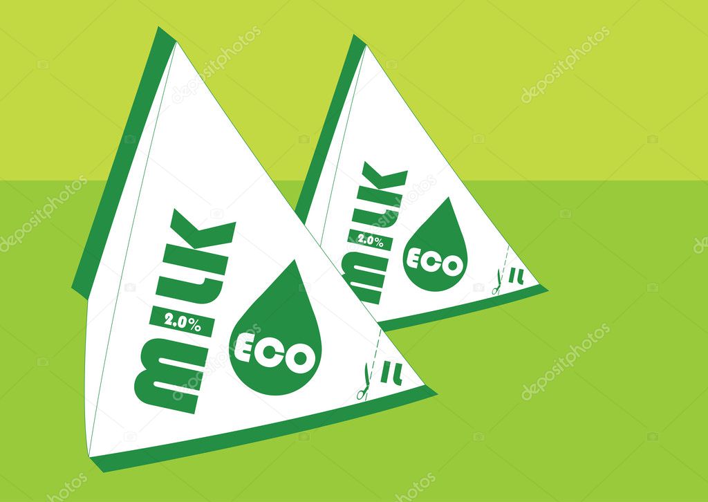 Old style milk pack ECO milk. Pyramid — Stock Vector © krabata #3027620