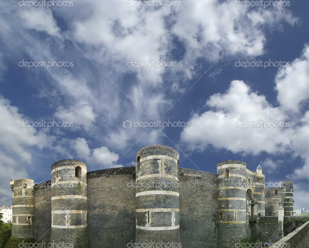 Exterior of Angers Castle (panorama), Angers city, France — Stock Photo ...