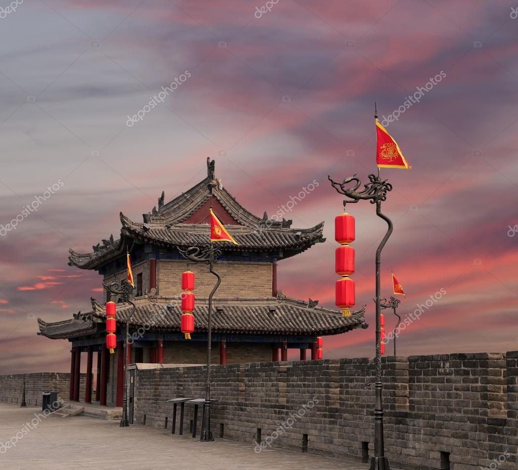 Fortifications of Xian (Sian, Xi'an) an ancient capital of China Stock ...