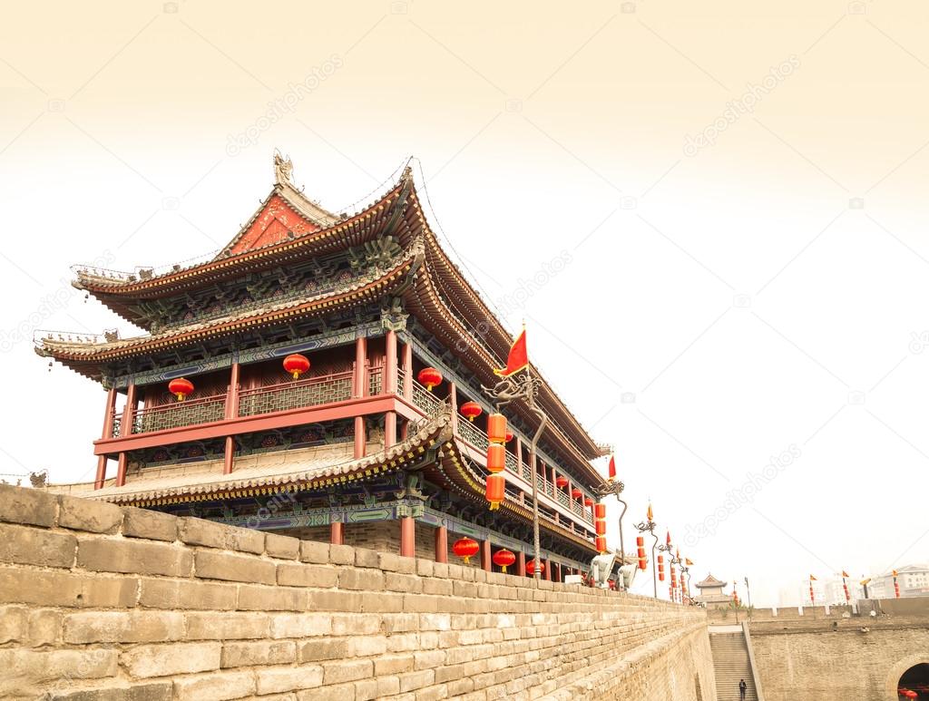 Fortifications of Xian (Sian, Xi'an) an ancient capital of China ...