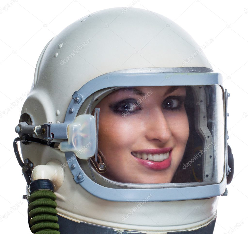 Women Wearing Astronaut Helmet