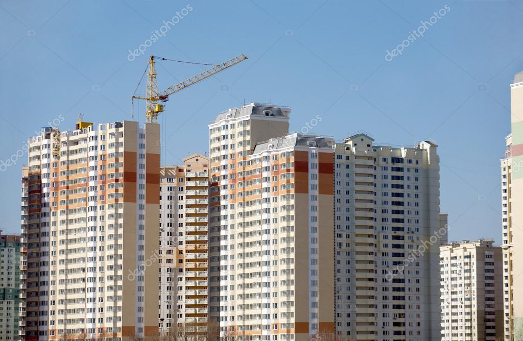 Many New building new building constructing in process — Stock Photo ...