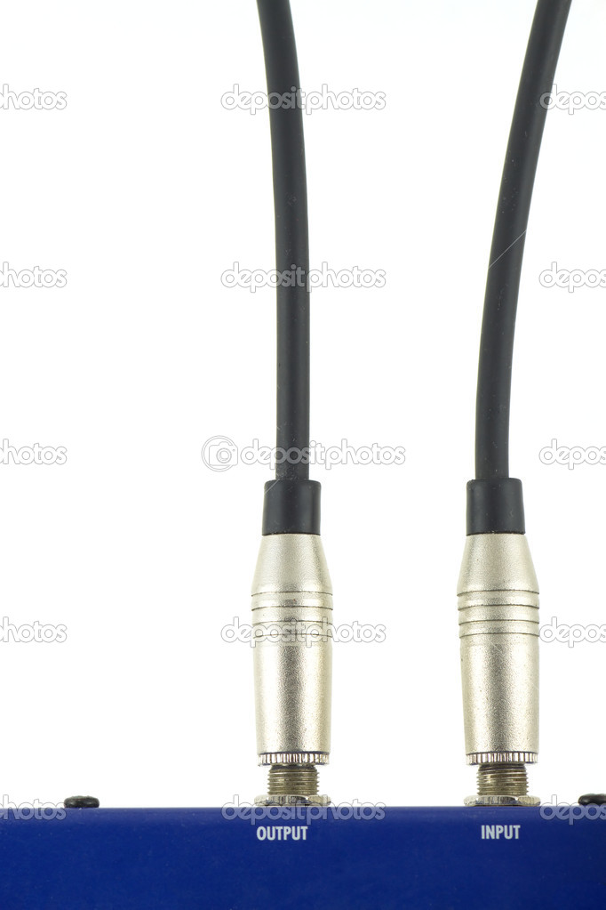Electronic device with two audio plugs isolated close up — Stock Photo ...