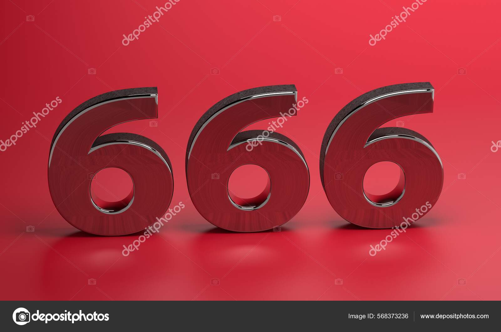 Number 666 Made Steel Red Background Render — Stock Photo © Nebasin ...