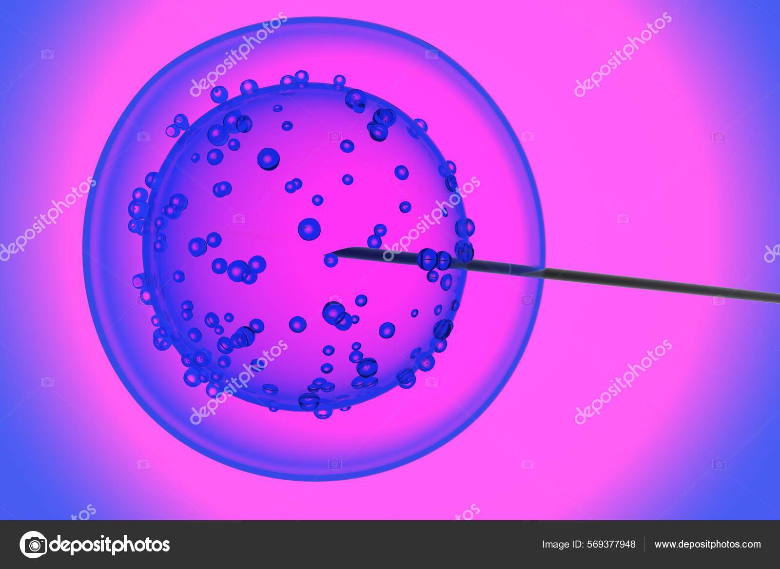 Artificial Insemination Syringe Penetrating Cell Red Background Render ...