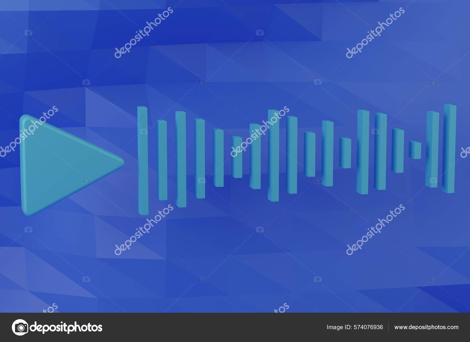 Voice Message Volumetric Symbol Play Speech Blue Polygonal Background ...