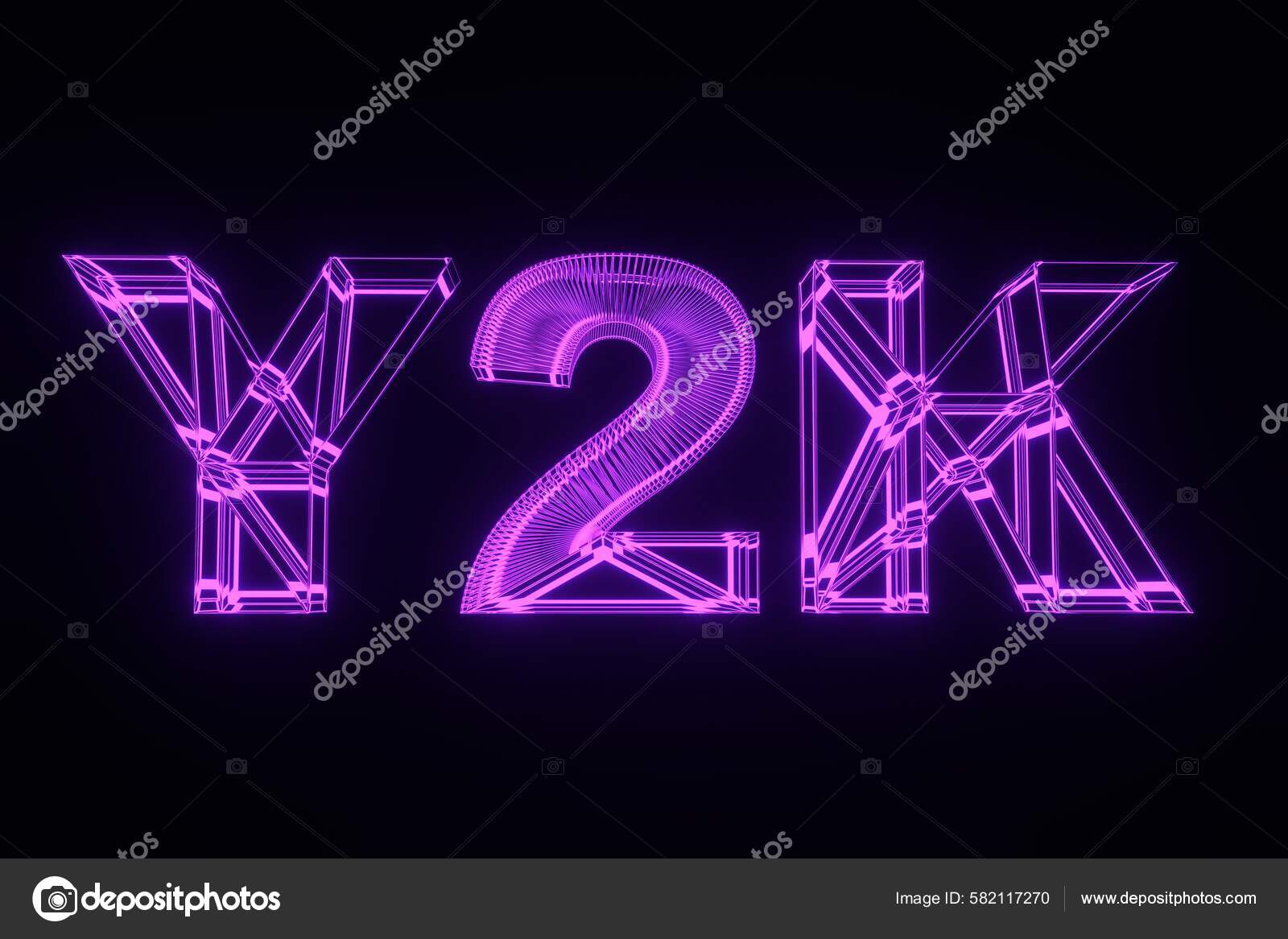 Y2K Years Second Millennium Abbreviation Glowing Text Red Render ...